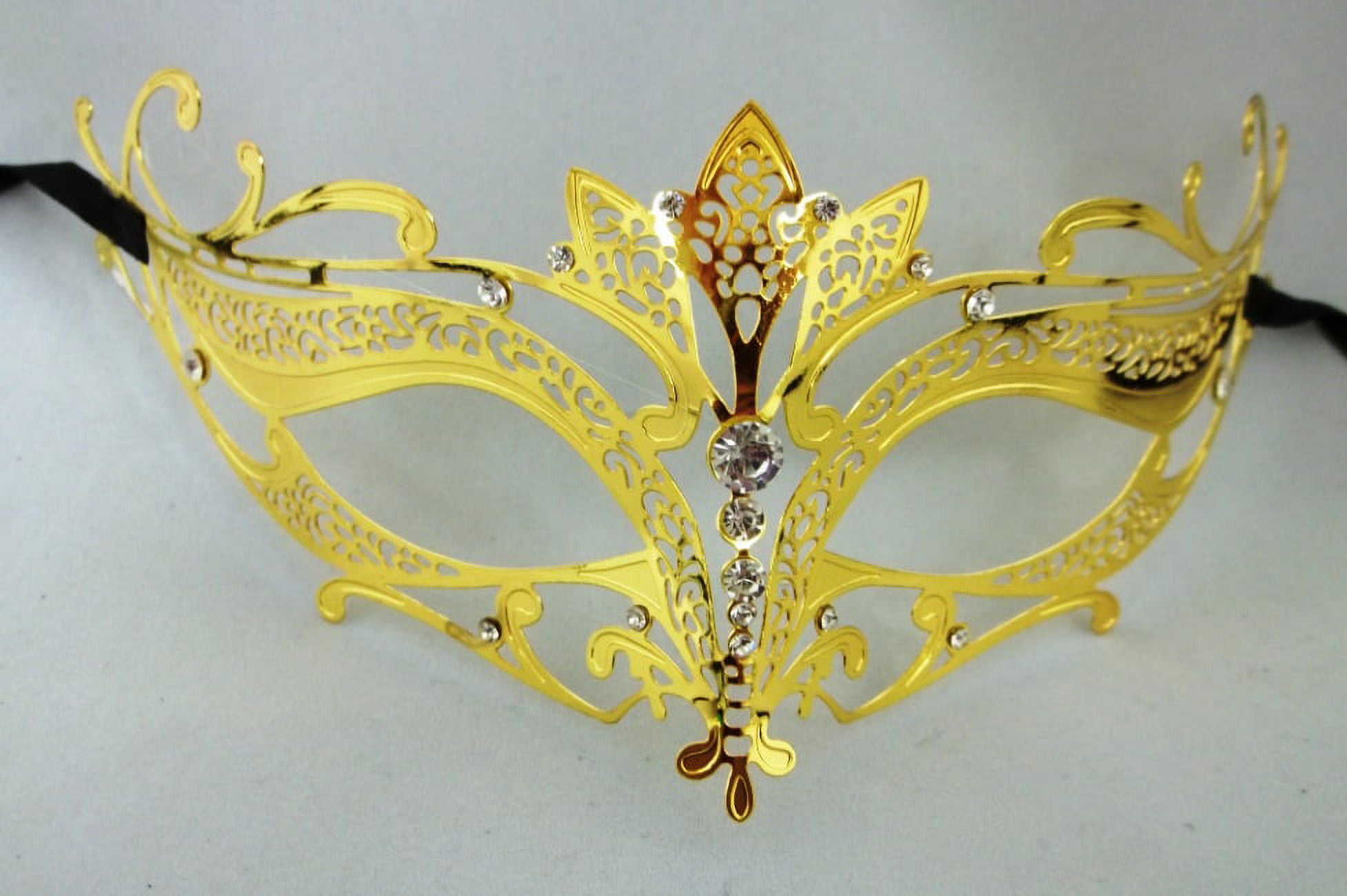 Gold Crystal Tiara Laser Cut Venetian Mask Masquerade Metal Filigree ...