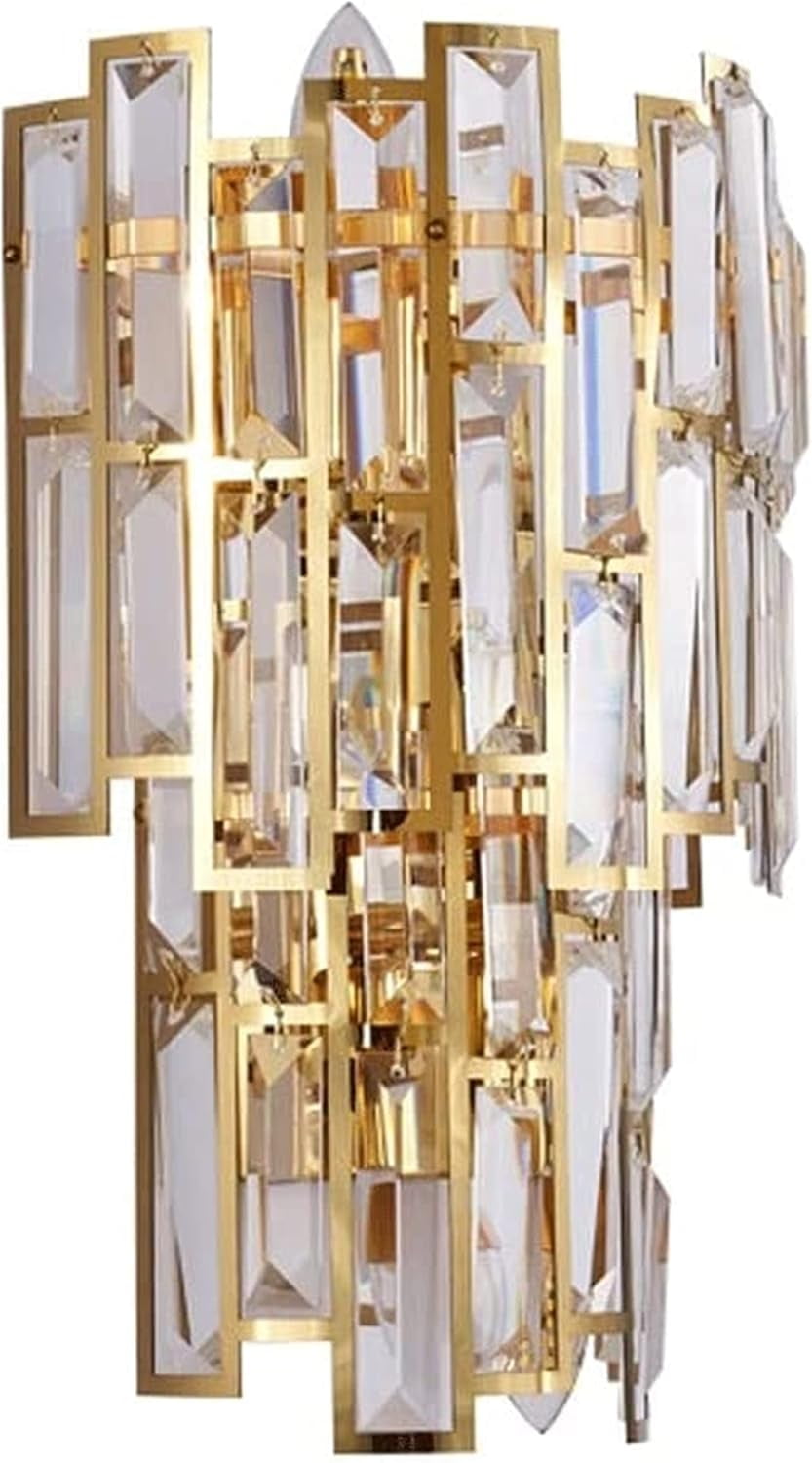 Gold Crystal Wall Sconce, Modern Clear Crystal Wall Light Bedside Wall ...
