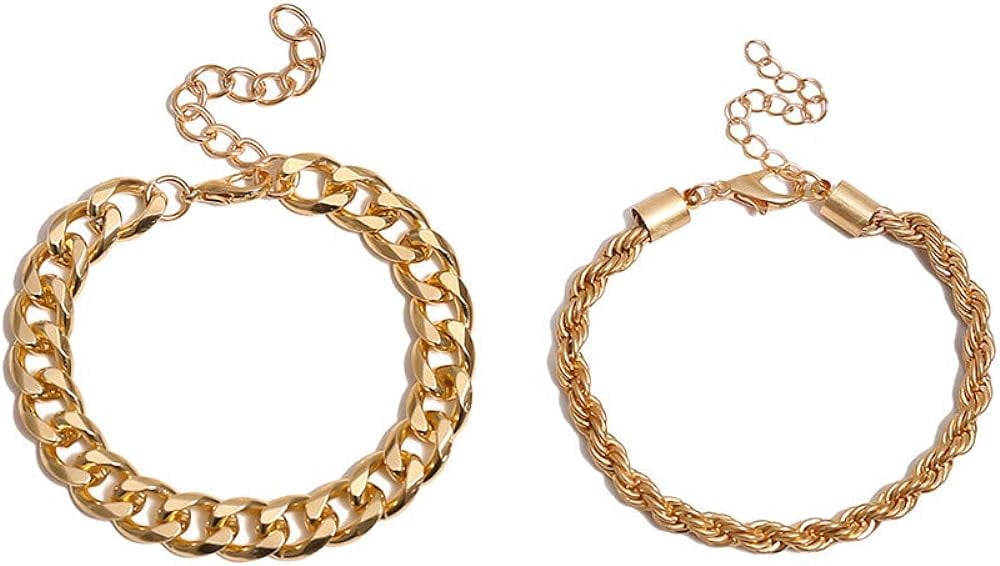 Gold Cuban Link Anklet for Women, Rope Anklet Set Leg Foot Beach ...