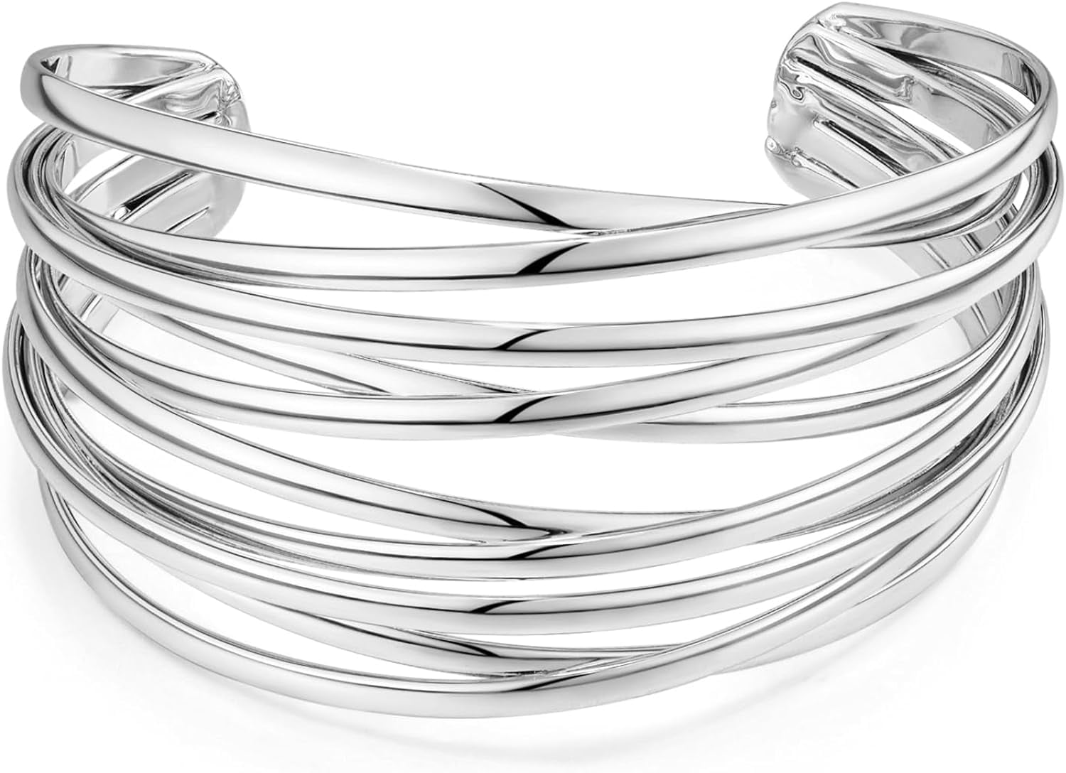 Gold Cuff Bracelet for Women Chunky Multi-layer Cross Wire Open ...