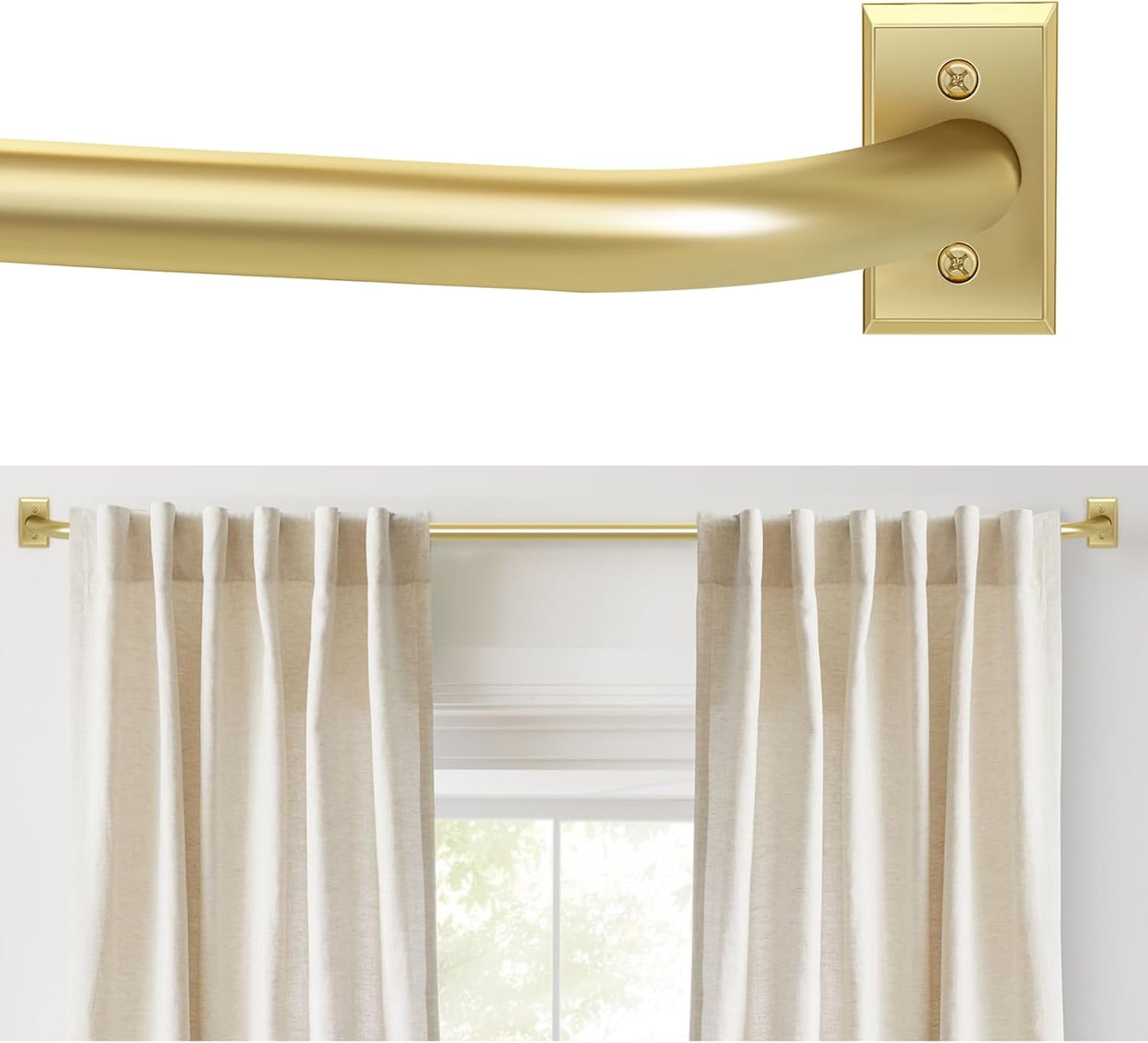 Gold Curtain Rods, Room Darkening Curtain Rods for Windows 66 to 120 ...