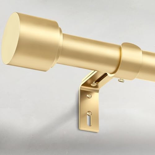 Gold Curtain Rods for Windows 120 to 170 Inch, 1 Inch Extra Long Heavy ...