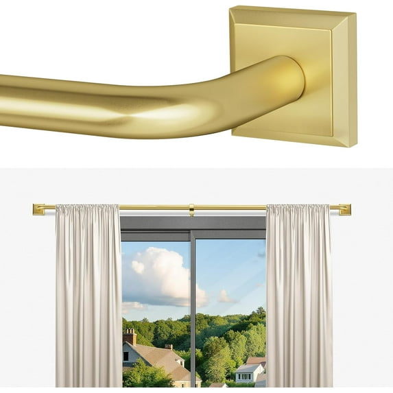Gold Curtain Rods for Windows 28-48Inch Heavy Duty French Return Rod ...