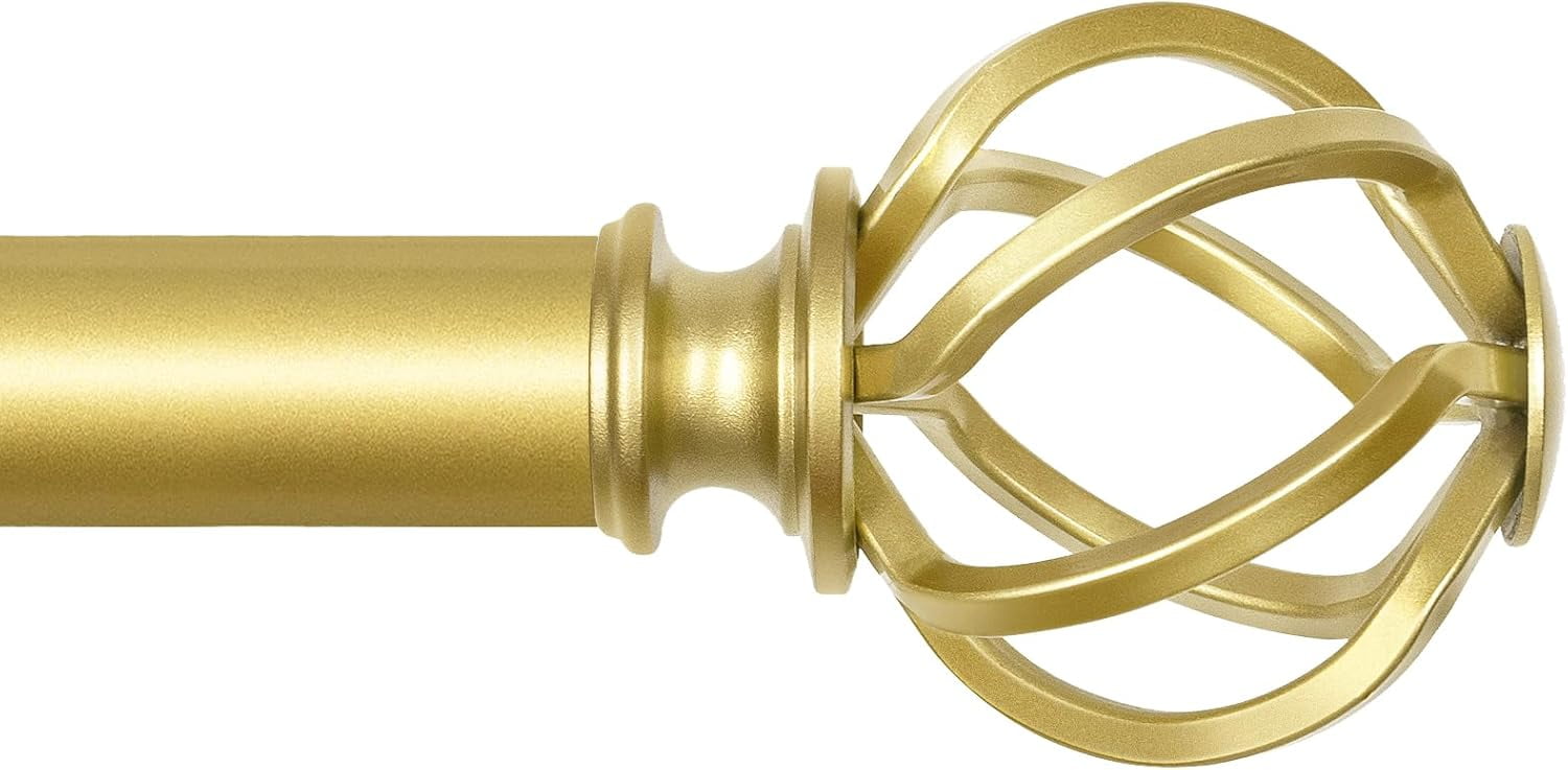 Gold Curtain Rods for Windows 48 to 84 inch, 1 inch Adjustable ...