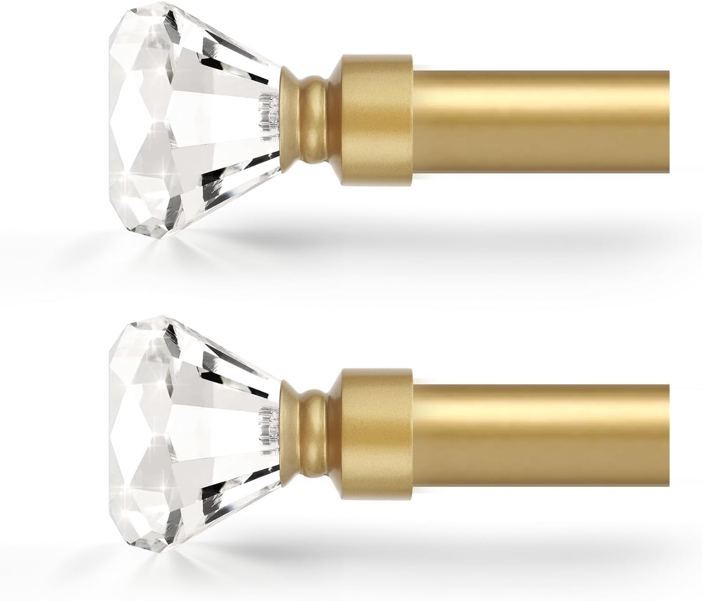 Gold Curtain Rods with Crystal Diamond Finials for Windows, 30 To 54 ...