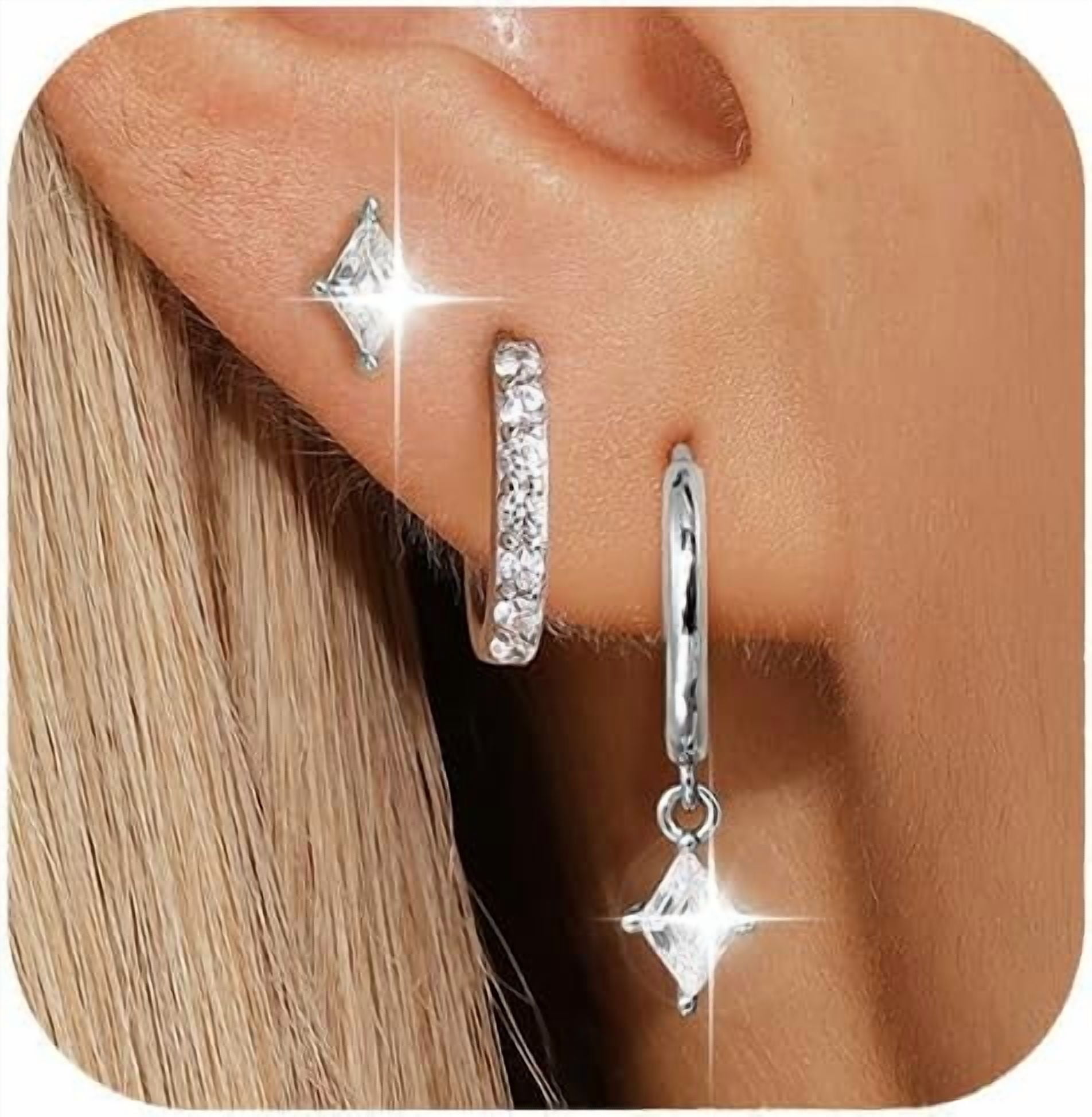 Gold Dainty Earrings Set For Women,14k Earring Stacks Gold Plated Small ...