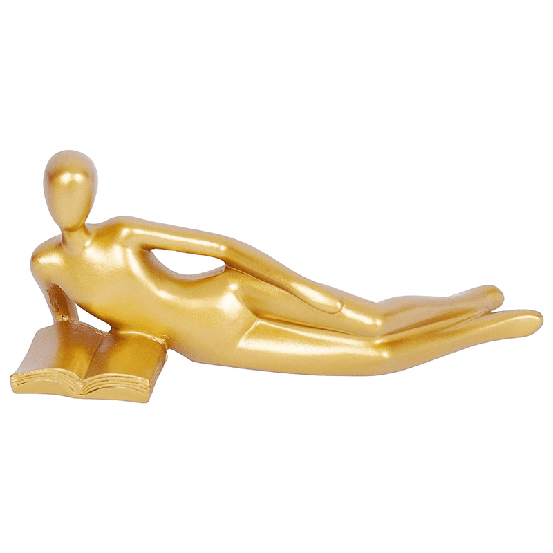 Gold Decor Reading Statue Home Decorations Accent for Living Room Resin ...