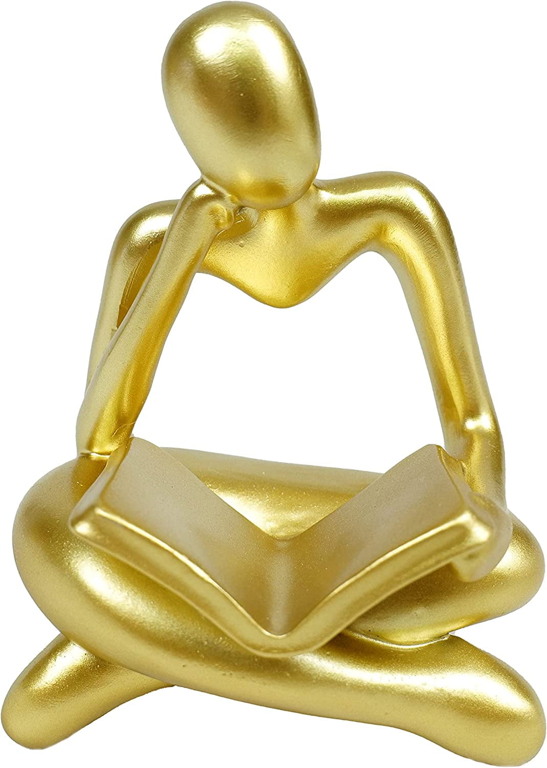 Gold Decor Thinker Statue Reading Women Figurine Abstract Art Sculpture ...