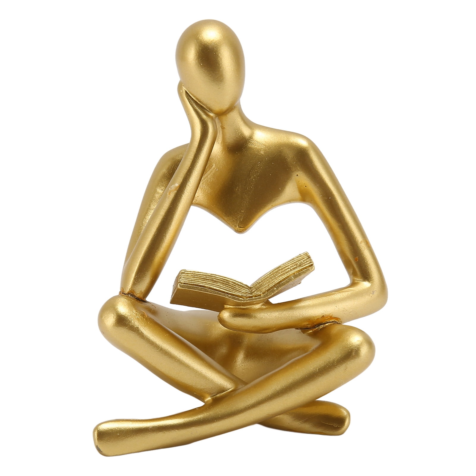 Gold Decor Thinker Statue Reading Women Figurine Abstract Art Sculpture ...