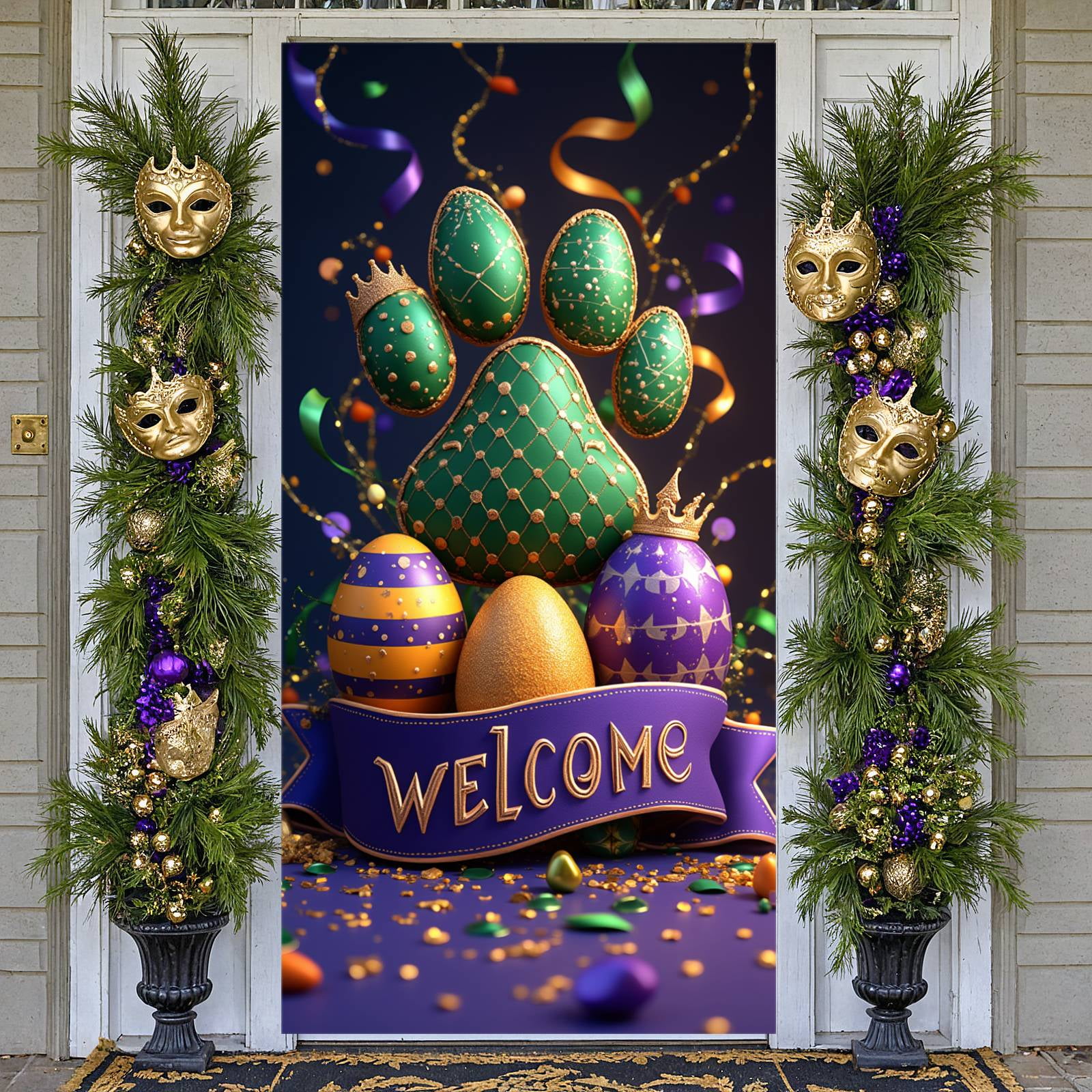 Gold Decorations Easter Banner Green Purple Easter Display Crowns ...