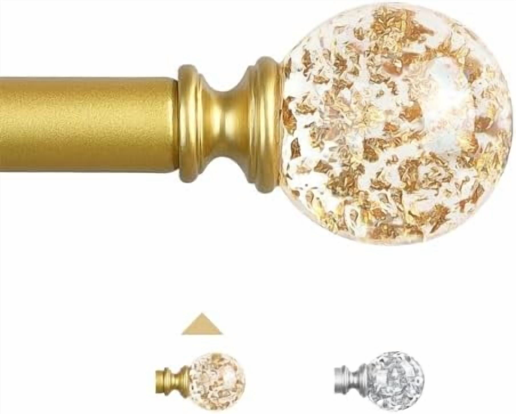 Gold Decorative Crystal Curtain Rods:66-120 Inch Heavy Duty Adjustable ...