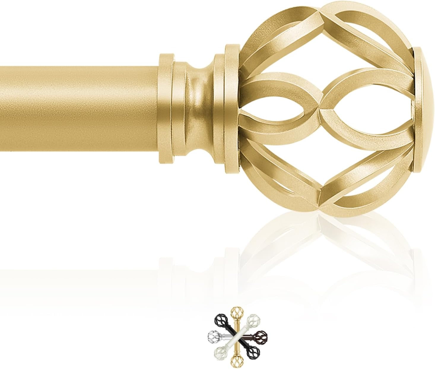 Gold Decorative Farmhouse Curtain Rods:66-120"Adjustable Heavy Duty ...