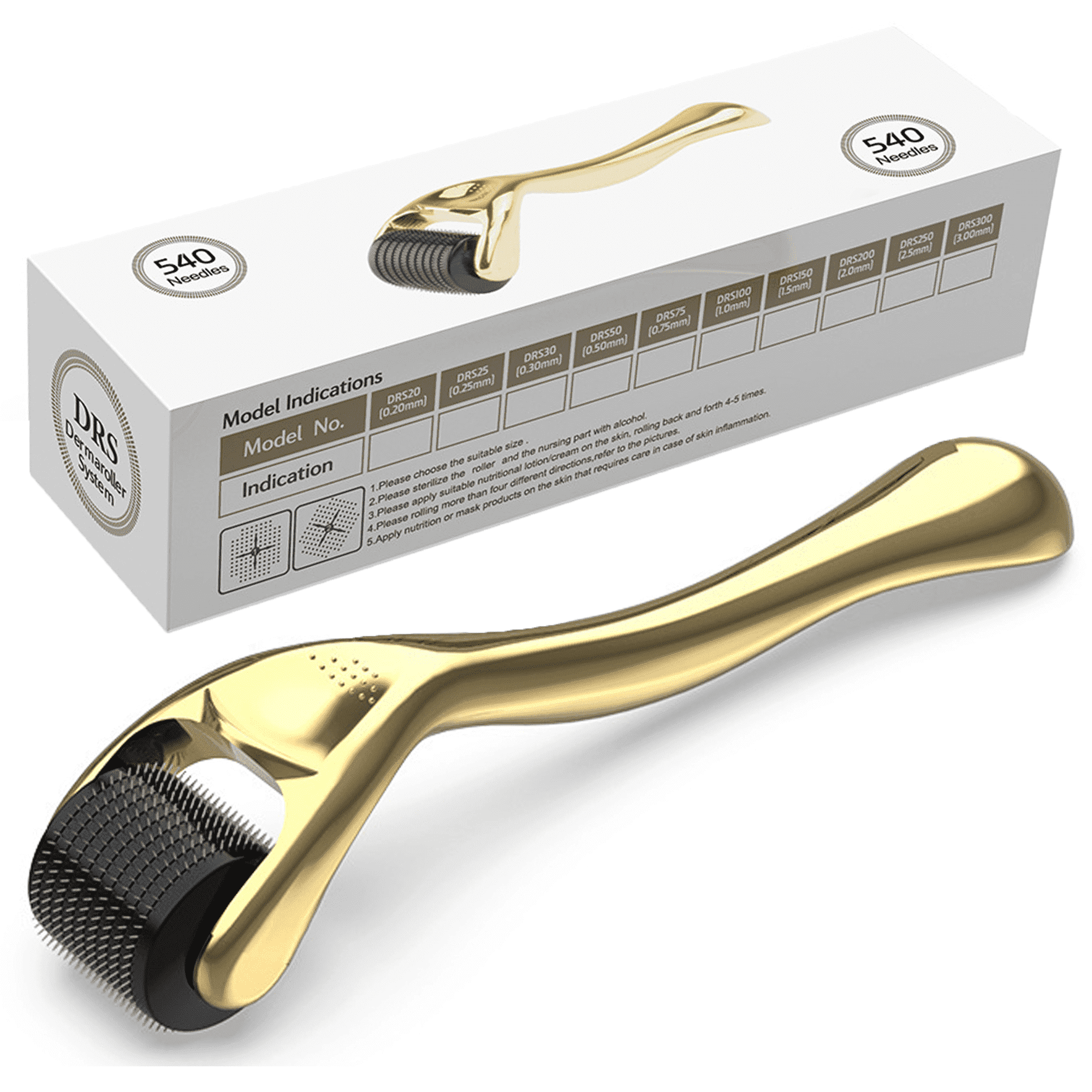 Abera Gold Derma Roller for Hair Growth 0.5mm, Stainless Steel Microneedles, Scalp and Beard ...