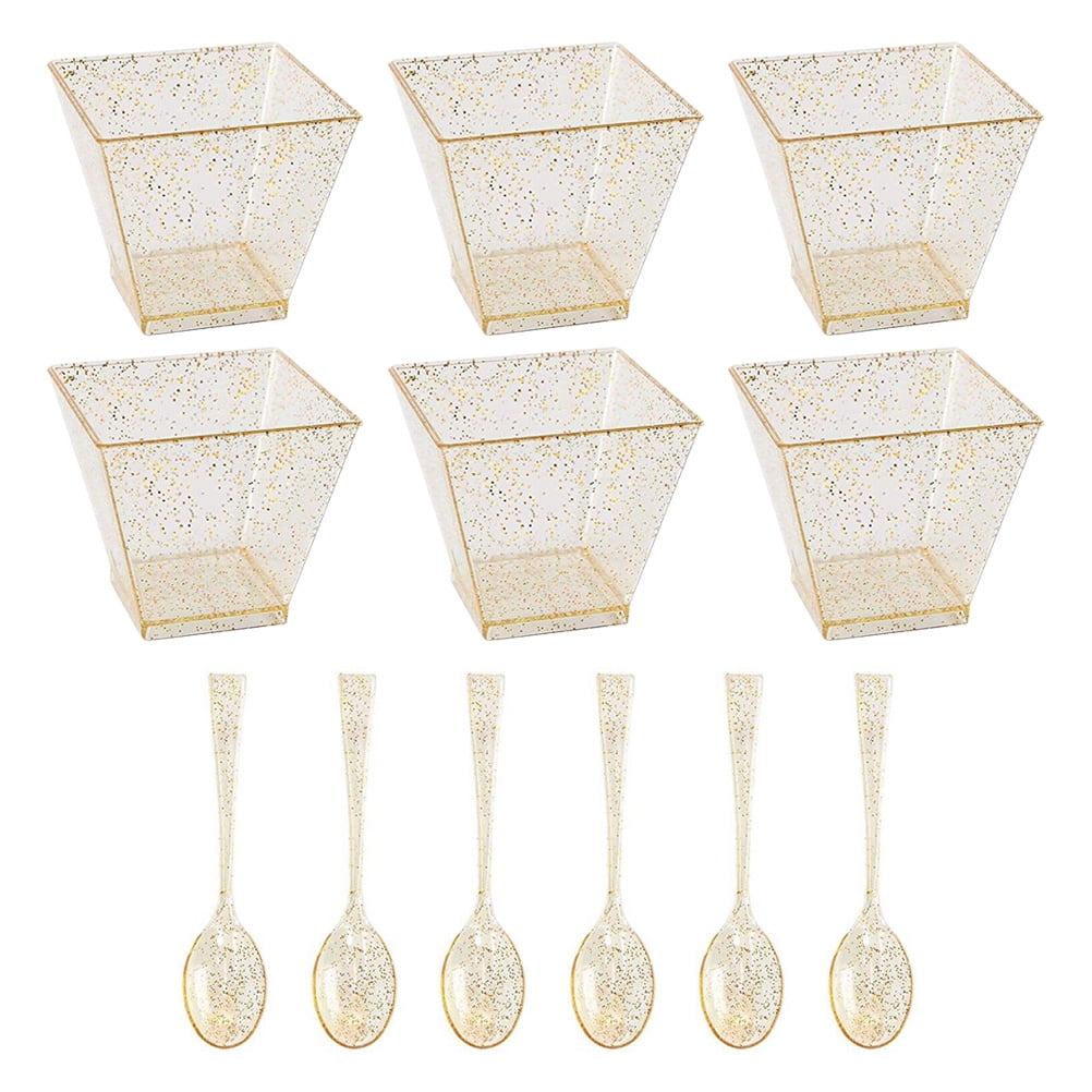 Gold Dessert Cup Containers Lids Small Plastic Mini Desserts - Walmart.com