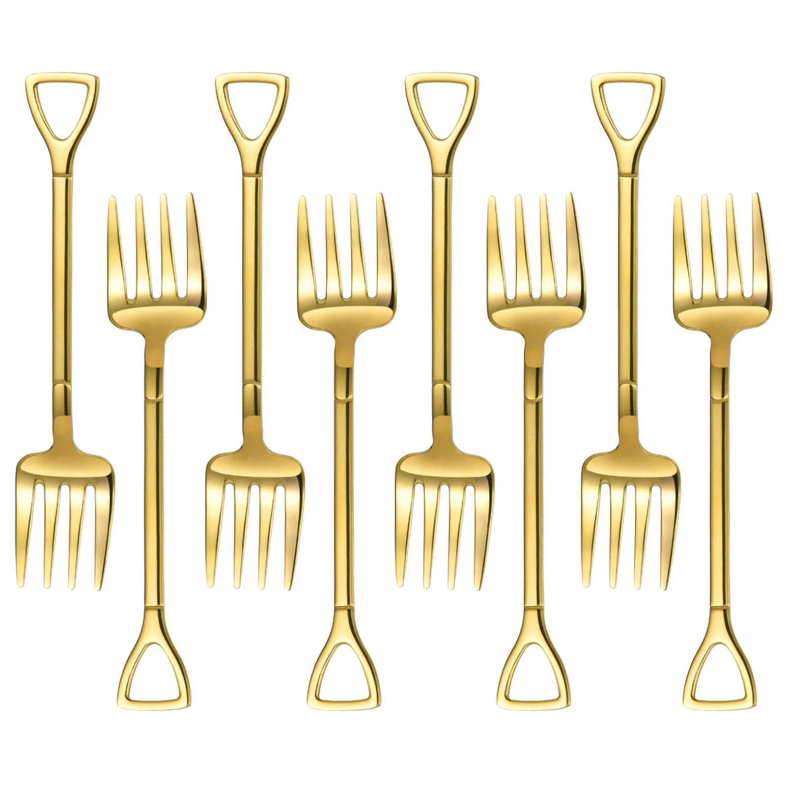 Gold Dessert Forks 8 Pack Stainless Steel Cake Fruit Salad Forks ...