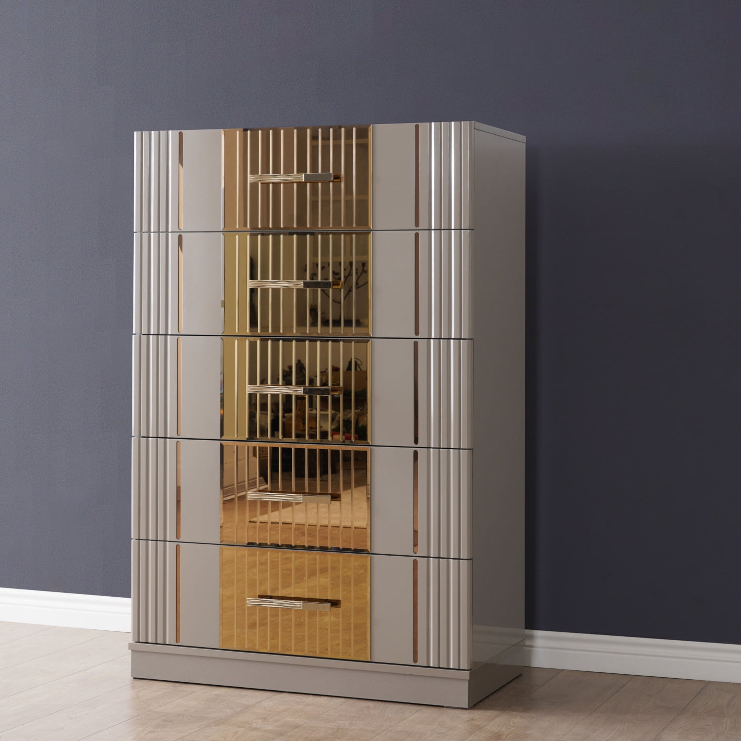 Gold Detailed Chest made with Wood in Gray - Walmart.com