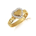 Gold Diamond Heart Halo Cuban Chain Link Ring (10K Yellow Gold,Size 8 ...