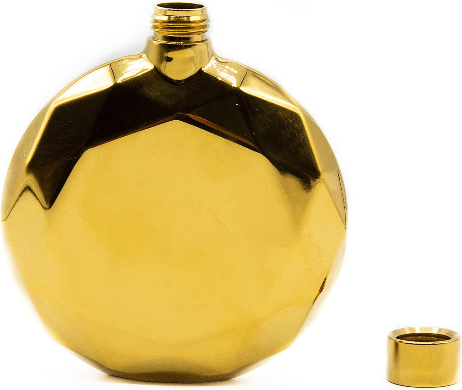 Gold Diamond Print 5 oz Discrete Round Pocket Alcohol Liquor Flask ...