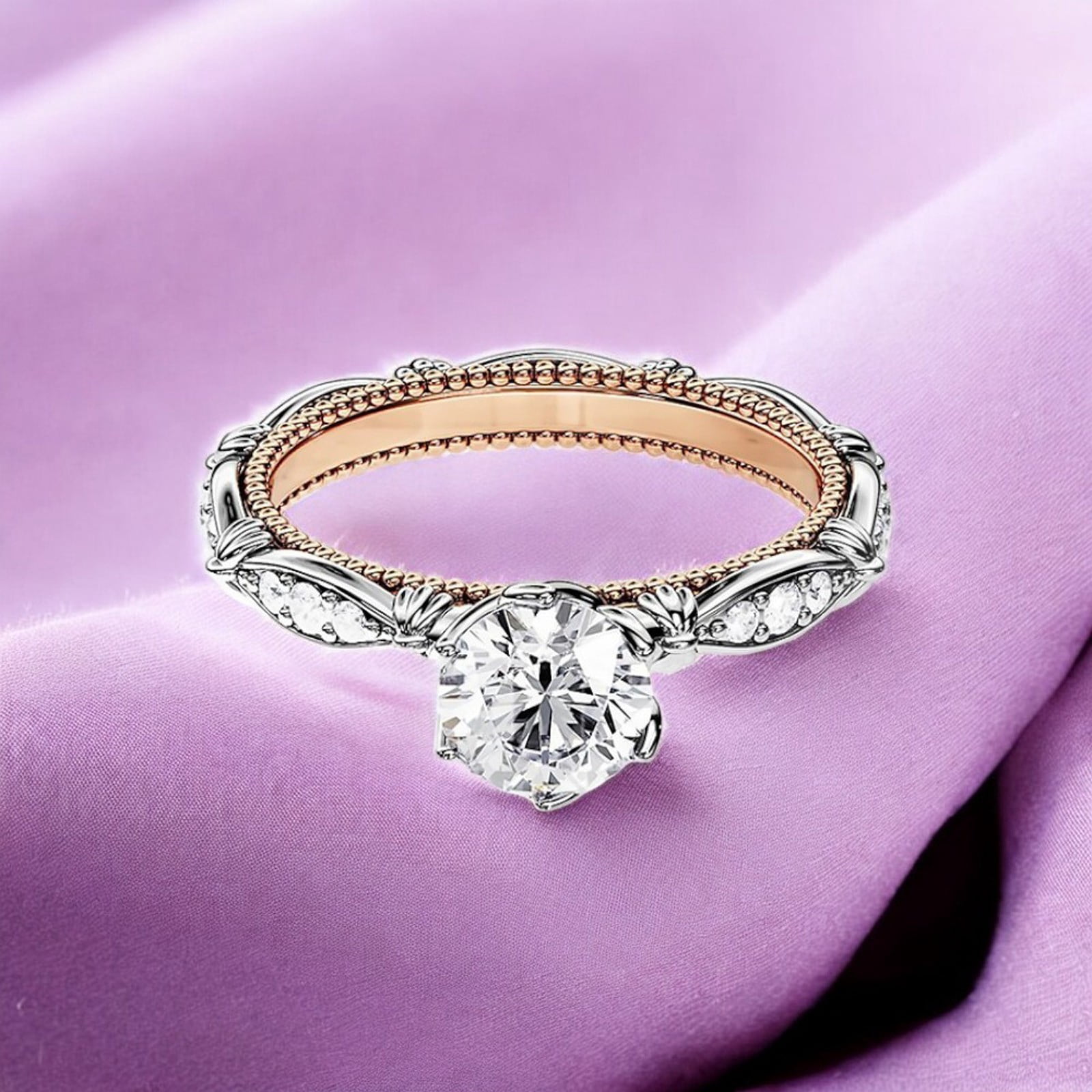 Gold Diamond Ring IGI Certified Lab Grown Round 1.20 Ct E F VVS2 18k ...