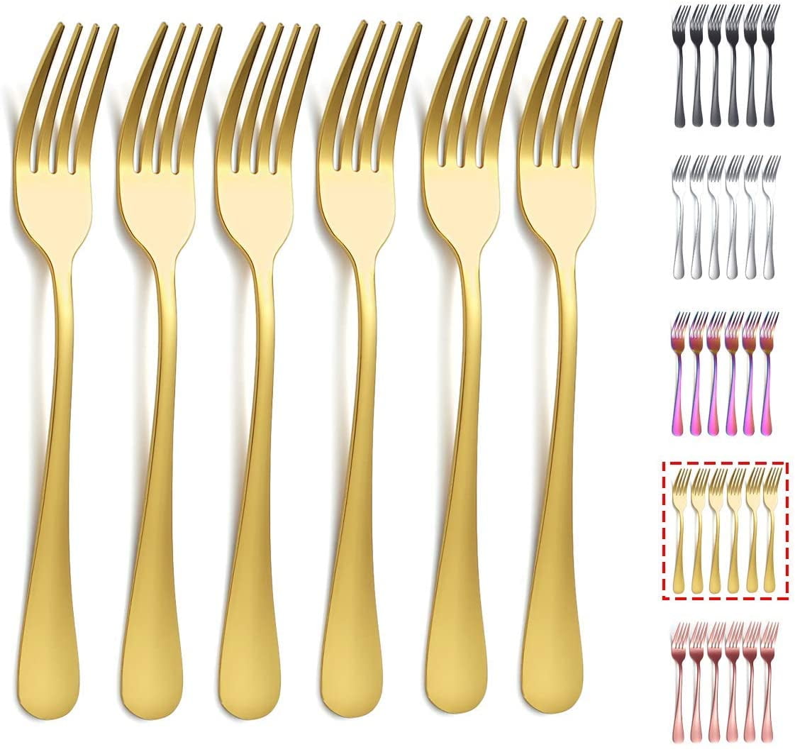 Gold Dinner Fork 6 Pieces, Stainless Steel 8.17 Inch Forks Gold ...