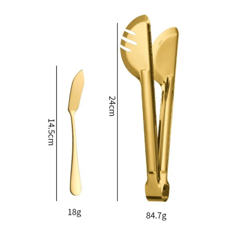 Gold Dinnerware Set Stainless Steel Cutlery Serving Utensils Buffet ...