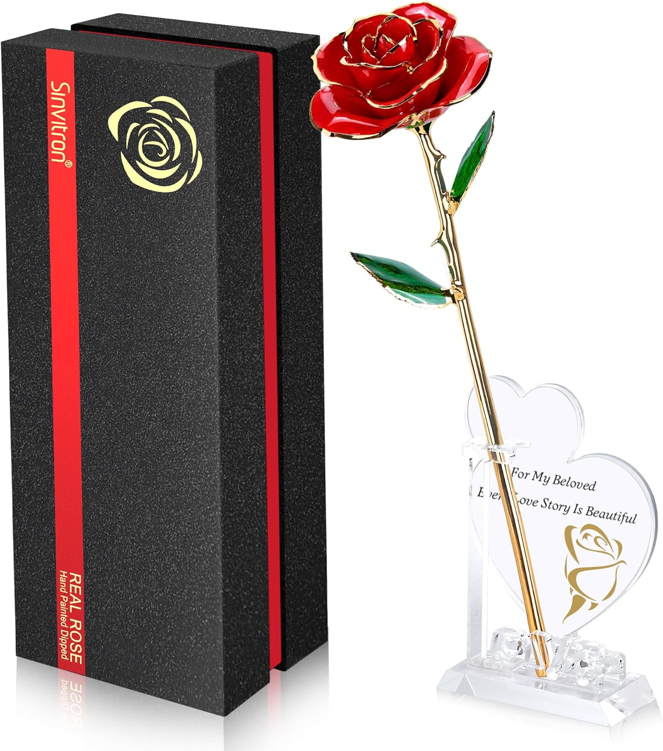 Gold Dipped Infinity Rose Forever Flower Decor, Resin Preserved Real ...