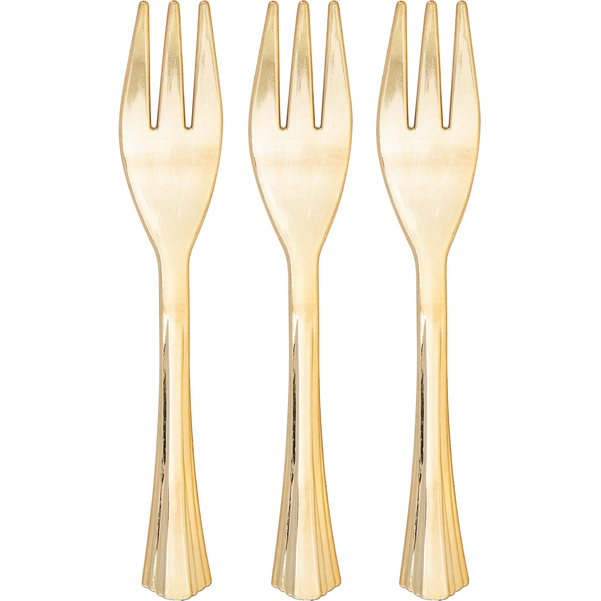 Disposable Plastic Mini Forks, Gold, 24 Pieces, by Way To Celebrate ...