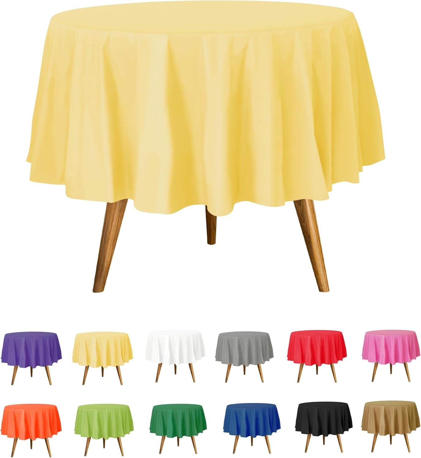 Gold Disposable Plastic Tablecloth for Round Tables (36 Pack) Table ...