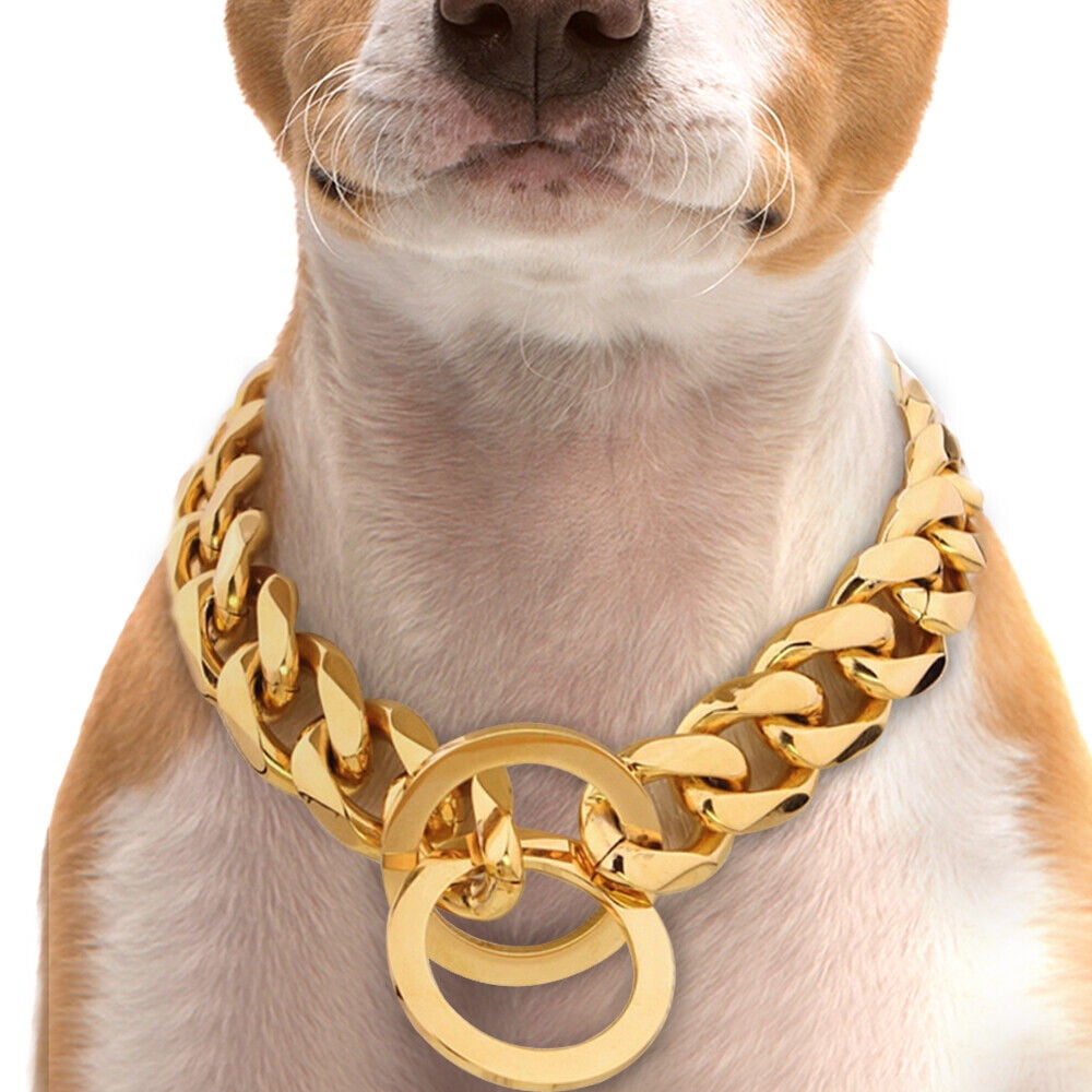 Gold Dog Check/Choke Chain Collars Stainless Steel Slip Pet Training ...