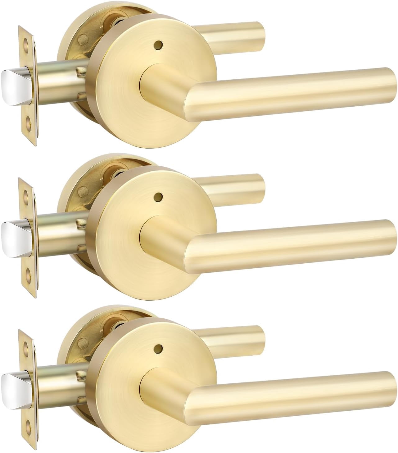 Gold Door Handle Interior, Privacy Brushed Gold Door Lever Handle ...