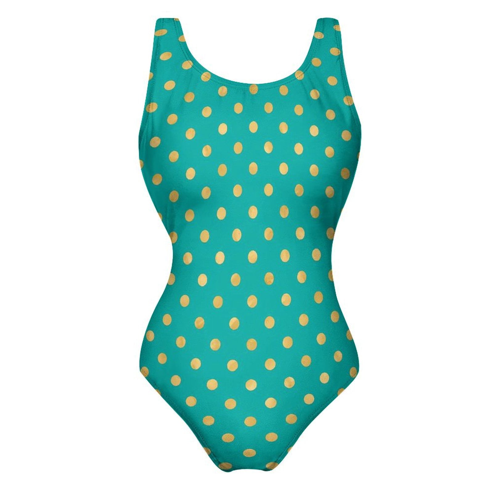 Gold Dot Print Swimsuit Polka Dots Swimwear OnePiece Beach Bodysuit ...