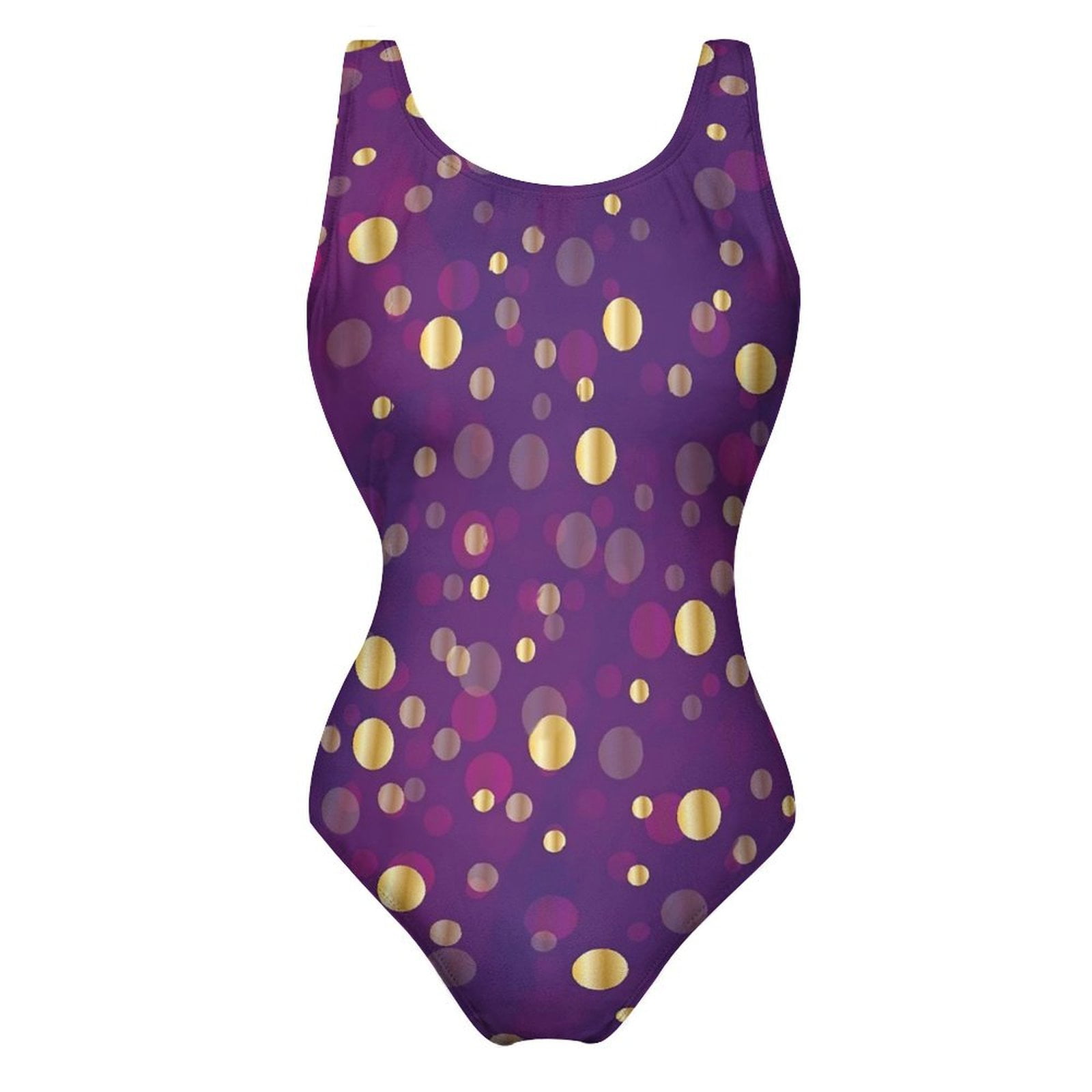 Gold Dot Print Swimsuit Polka Dots Swimwear OnePiece Beach Bodysuit ...