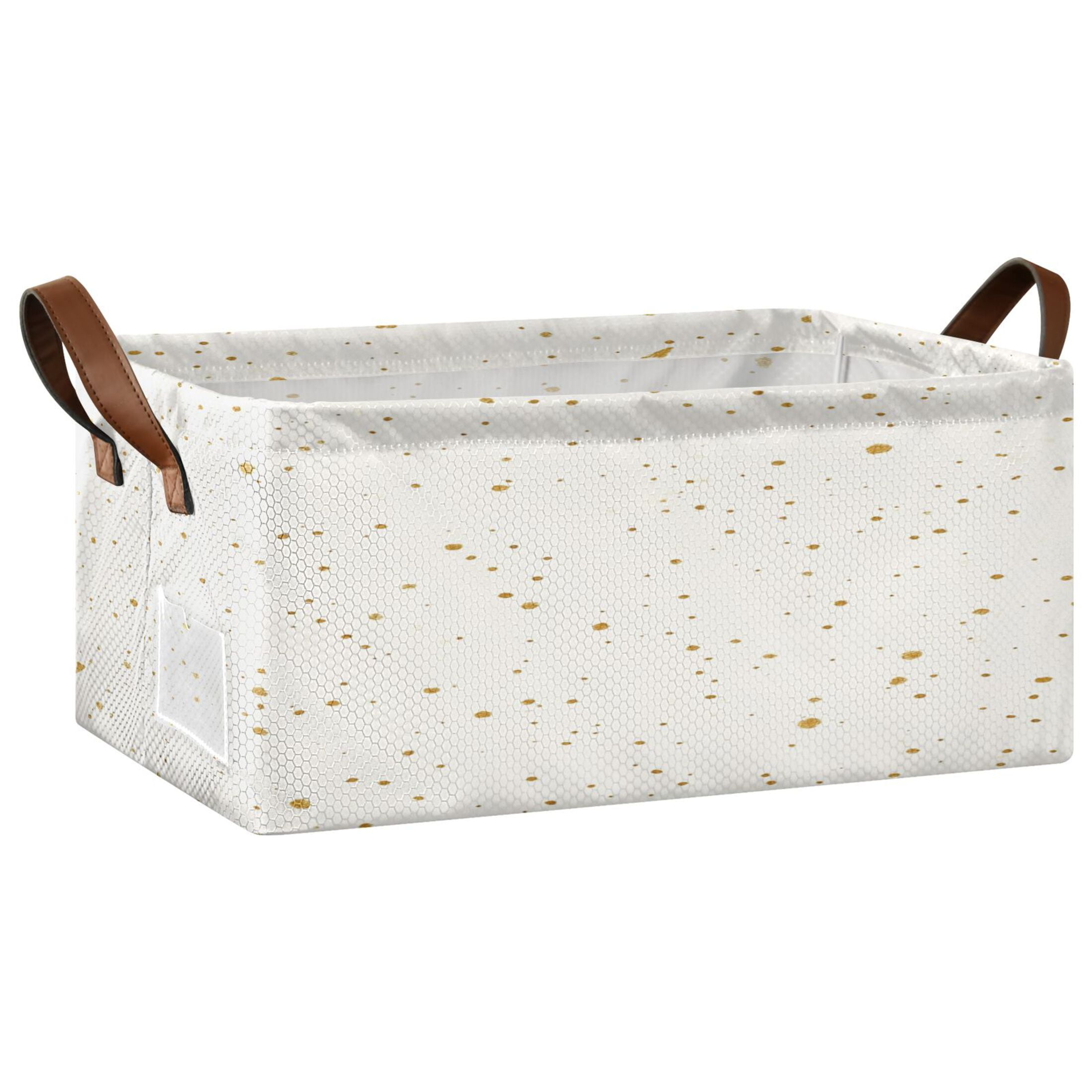 Gold Dots Pattern Open Home Storage Bins Foldable Metal Frame Shelf ...
