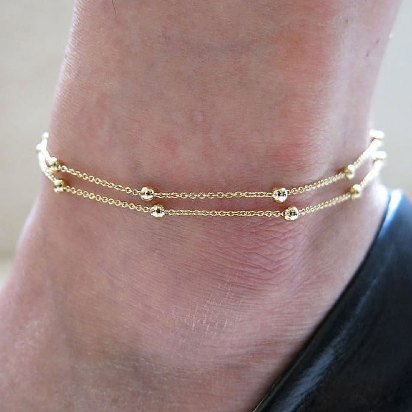 Gold Double Foot Chain Anklet Ankle Bracelet Barefoot Beach Foot ...