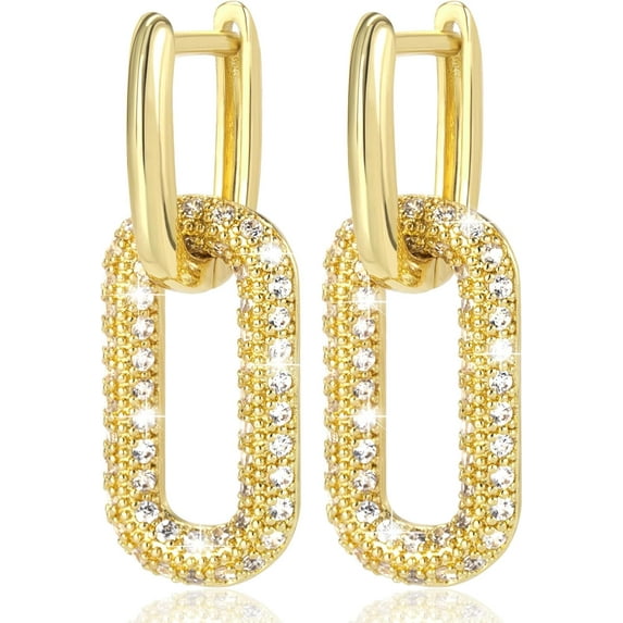 Gold Earrings for Women,14K Gold Plated Gold Hoop Earrings for Women ...