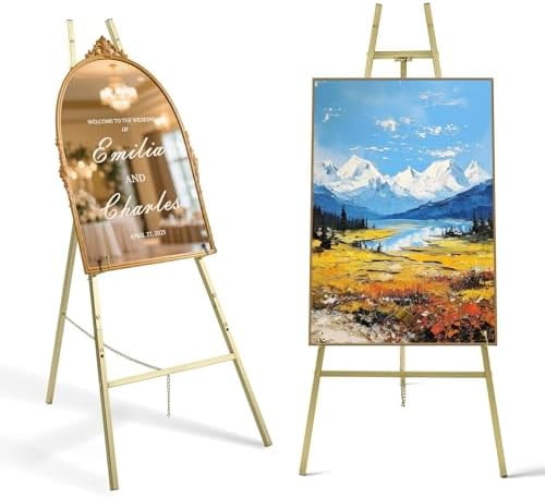 Gold Easel Stand for Sign- 4 Tier Heavy Duty Metal Display Easel Stand ...