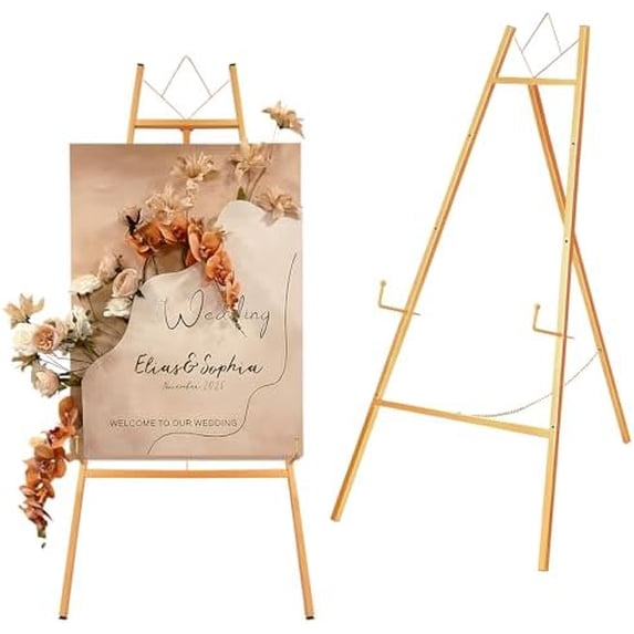 Gold Easel Stand for Sign, 4-Tier Heavy Duty Metal Display Easels Stand ...