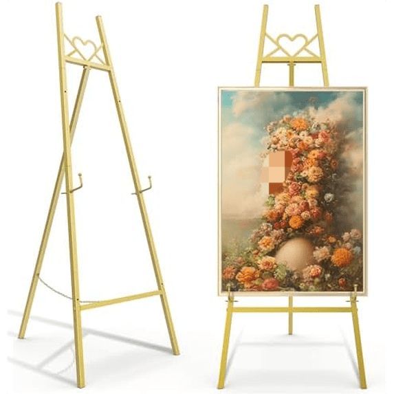 Gold Easel Stand for Sign, 55" Heavy Duty Display Easel with Adjustable ...