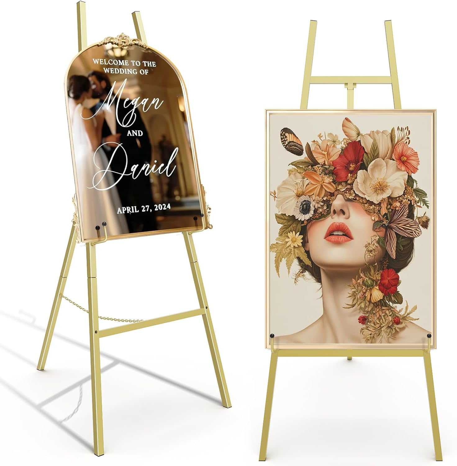 Gold Easel Stand for Sign, Heavy Duty Metal Display Easel with ...