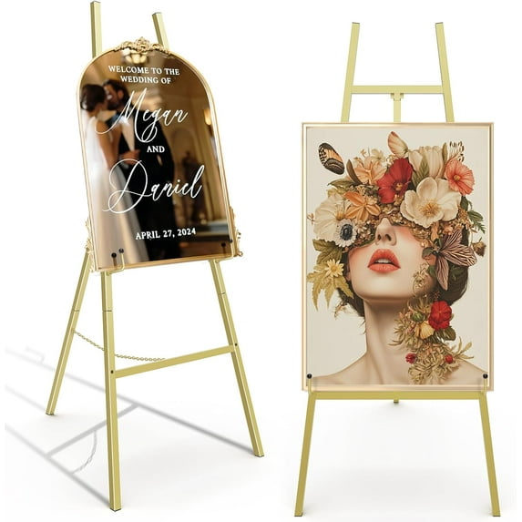 Gold Easel Stand for Sign, Heavy Duty Metal Display Easel with ...