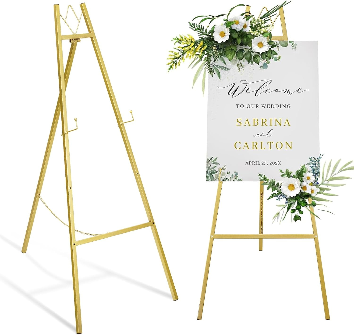Gold Easel Stand for Wedding Sign,No Assembly Required Metal Artist ...