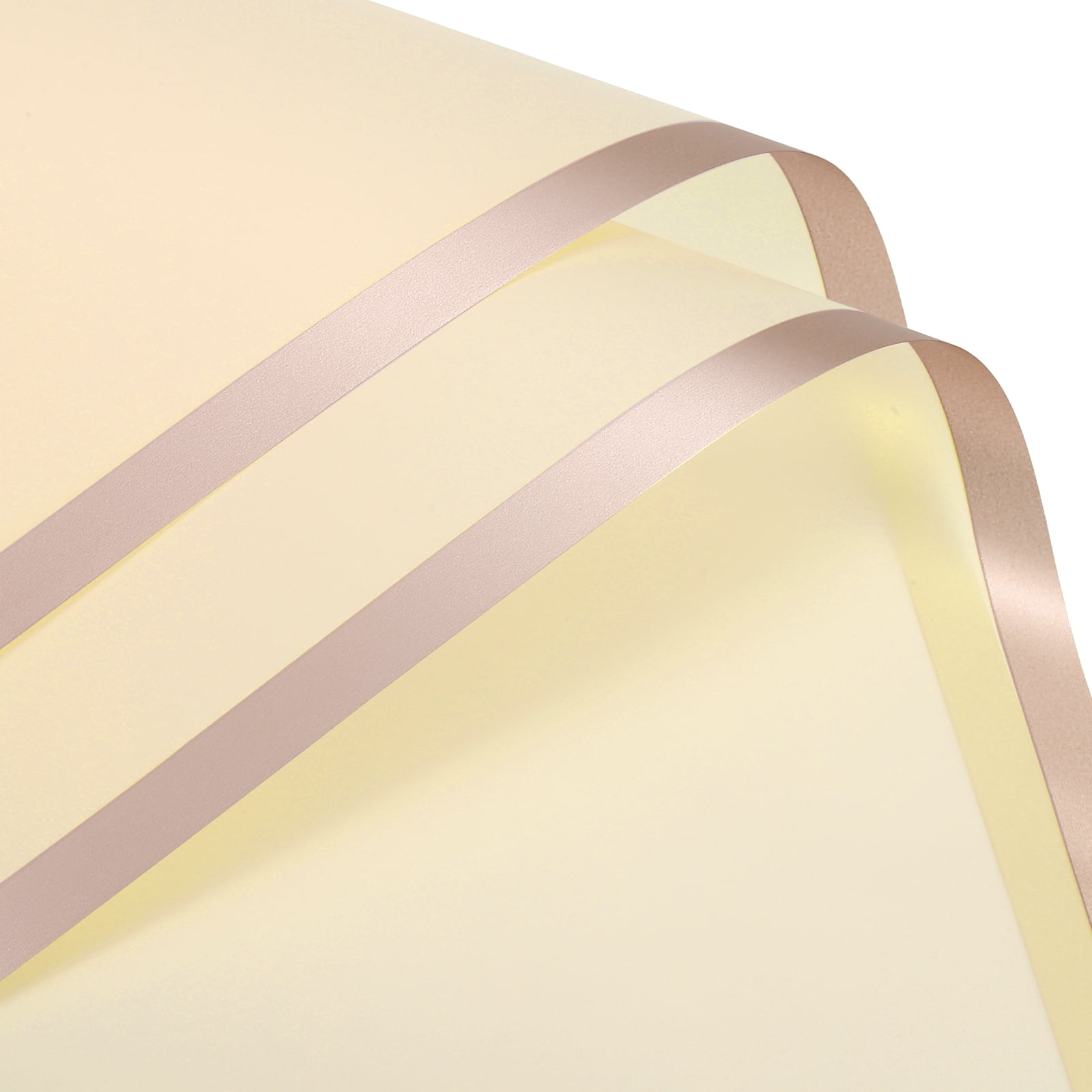 Gold Edge Flower Wrapping Paper Light Yellow 22.8x22.8 Inch Waterproof ...