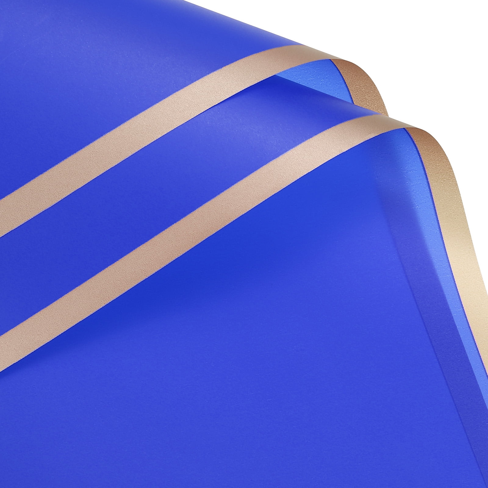 Gold Edge Flower Wrapping Paper Navy Blue 22.8x22.8 Inch Waterproof for ...