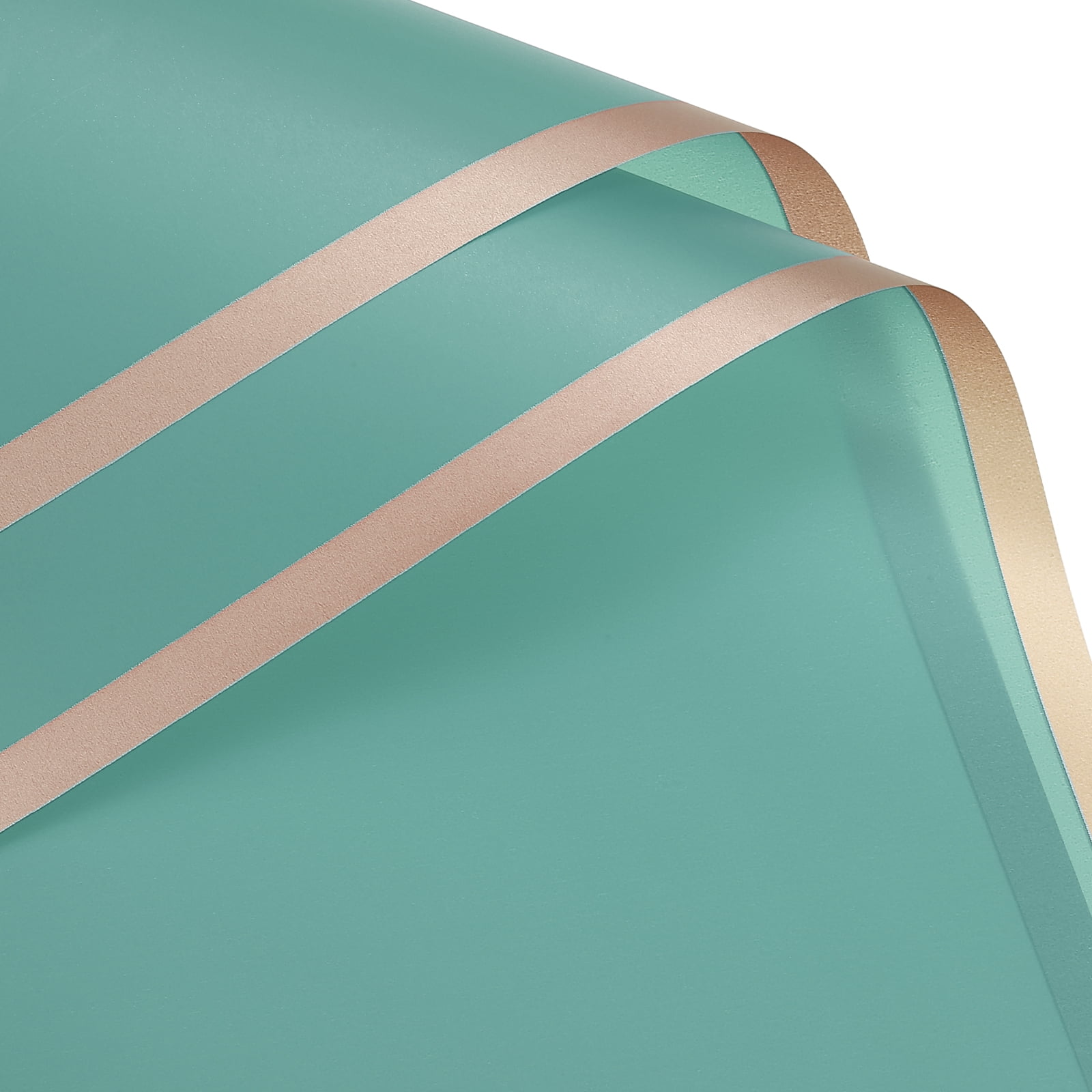 Gold Edge Flower Wrapping Paper Turquoise 22.8x22.8 Inch Waterproof 10 ...