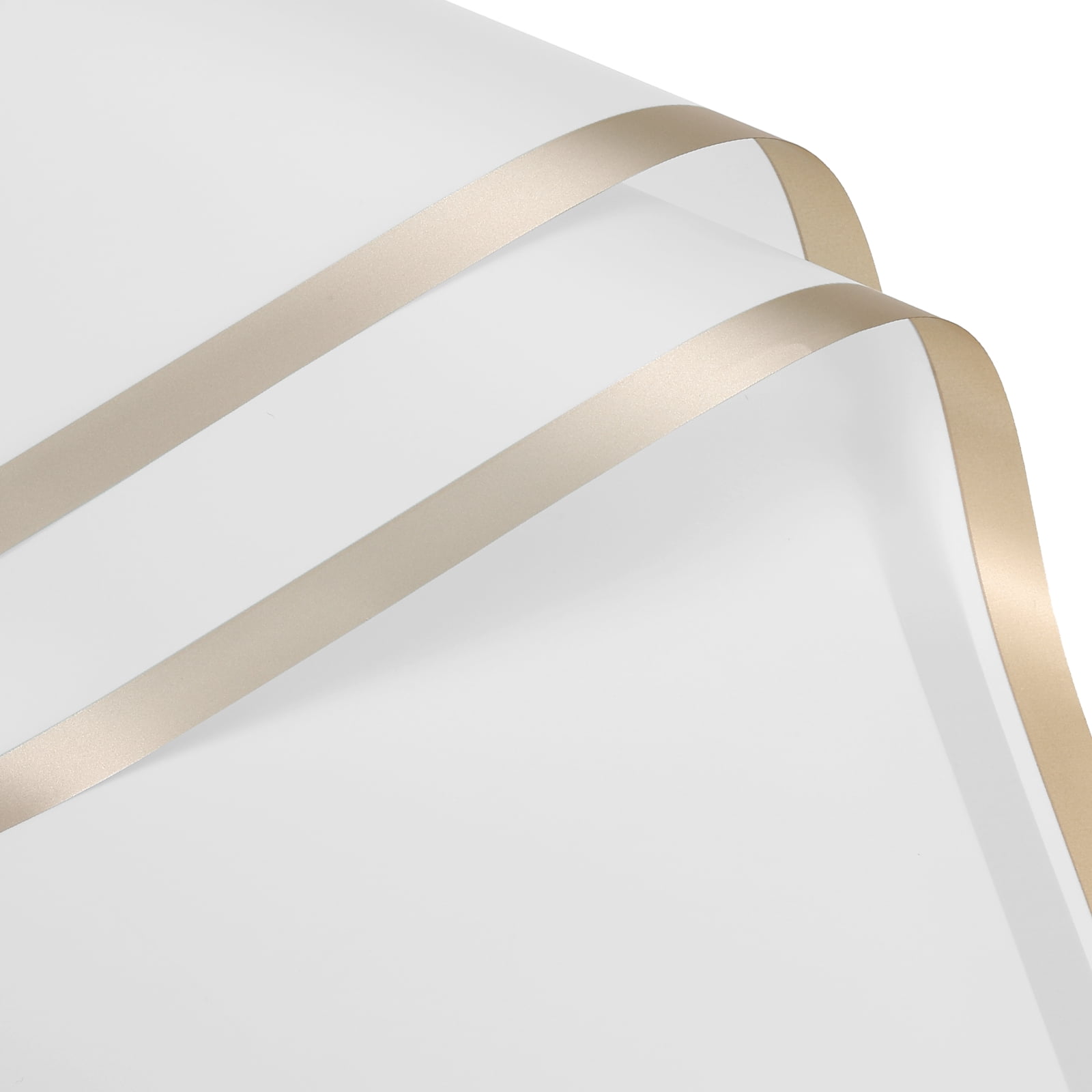 Gold Edge Flower Wrapping Paper White 22.8x22.8 Inch Waterproof 10 Pack ...