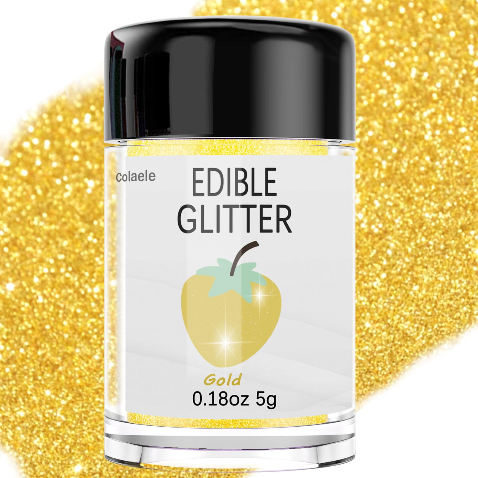 Gold Edible Glitter Glimmer Powder for SMRCakes Drinks - 5 grams Food ...