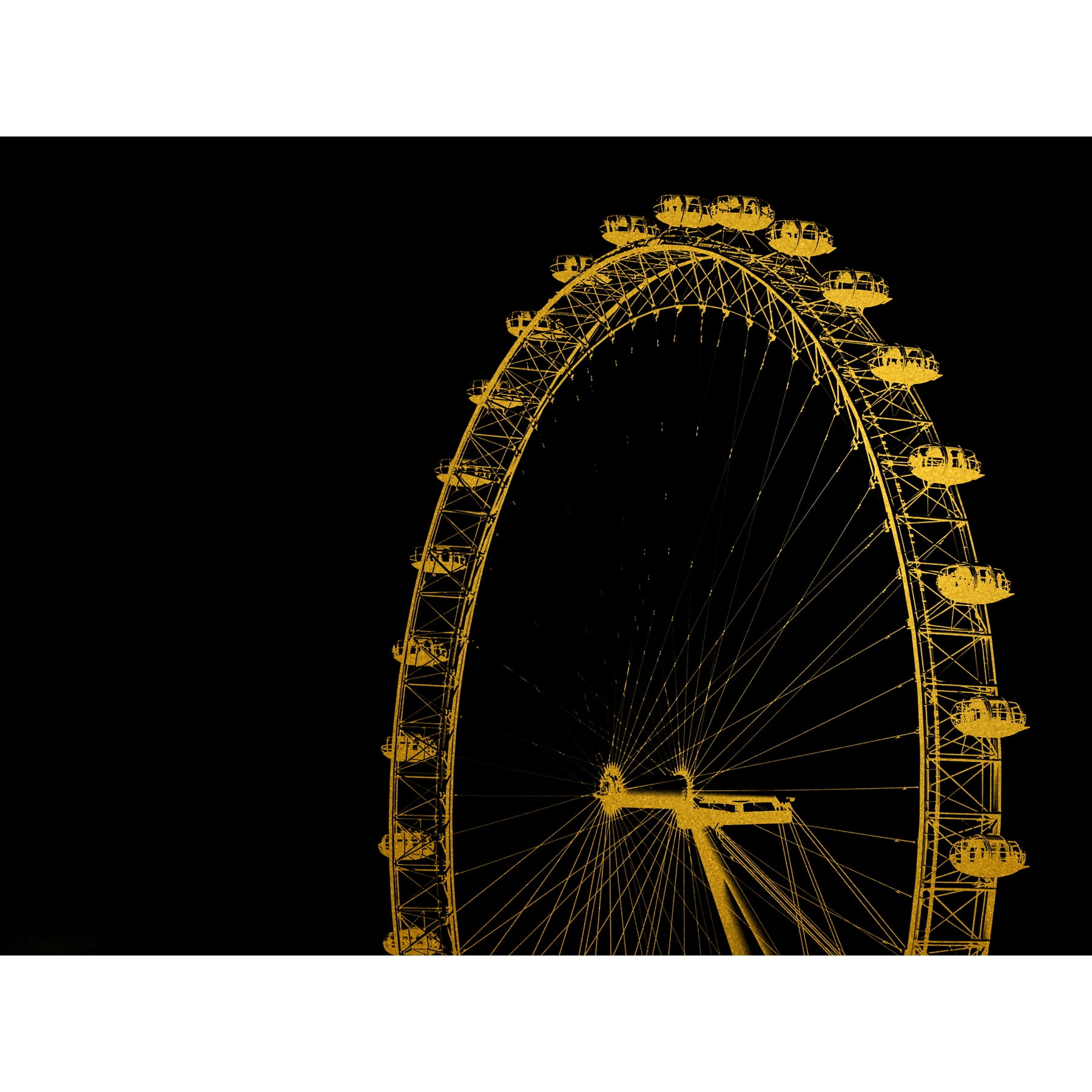 Gold Effect Yellow Black Ferris Wheel Circle Fair Extra Large XL Wall ...