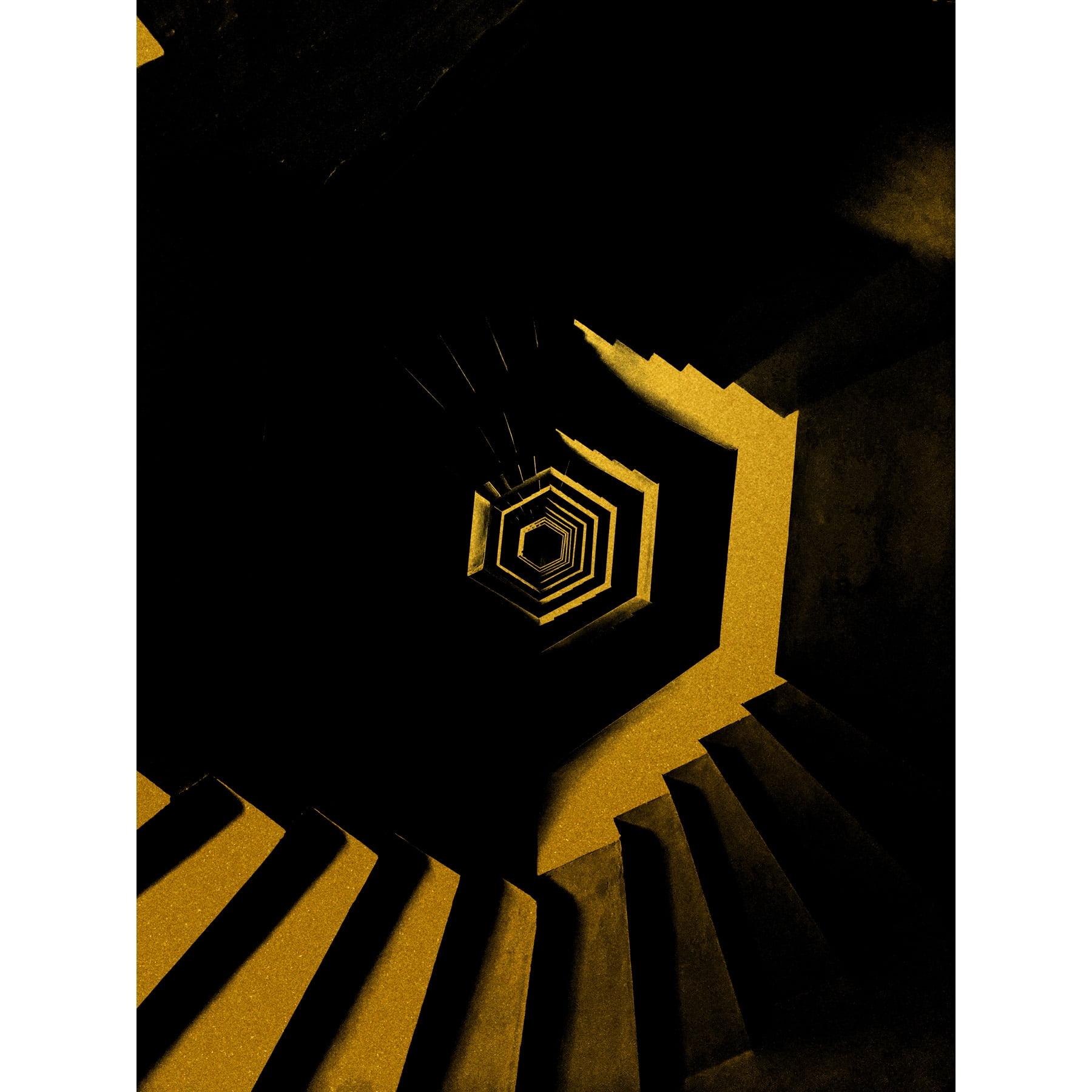Gold Effect Yellow Black Hexagon Stairs Architecture Extra Large XL ...