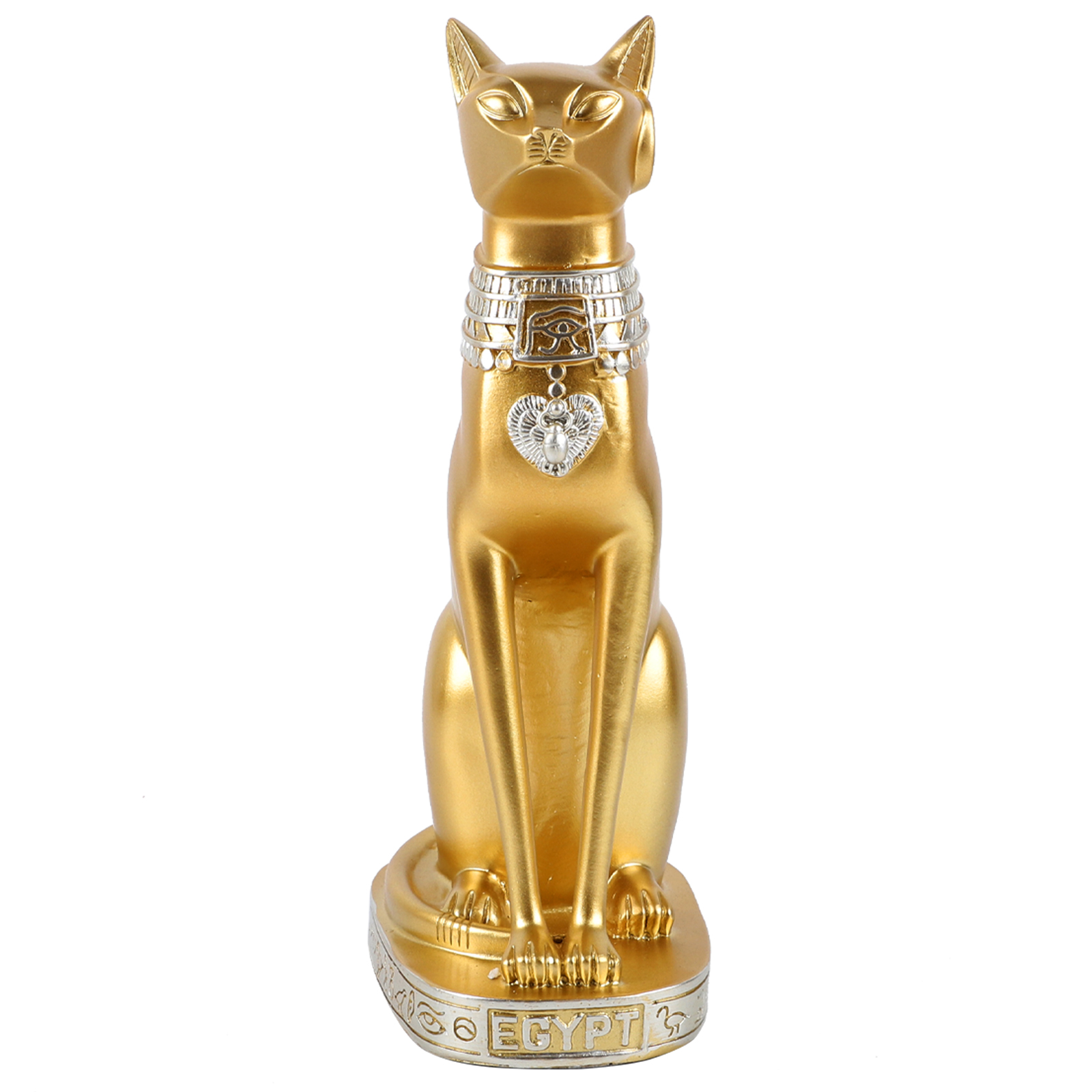 Gold Egyptian Cat Goddess Bastet Statue, Handcrafted Resin Gold Cat ...