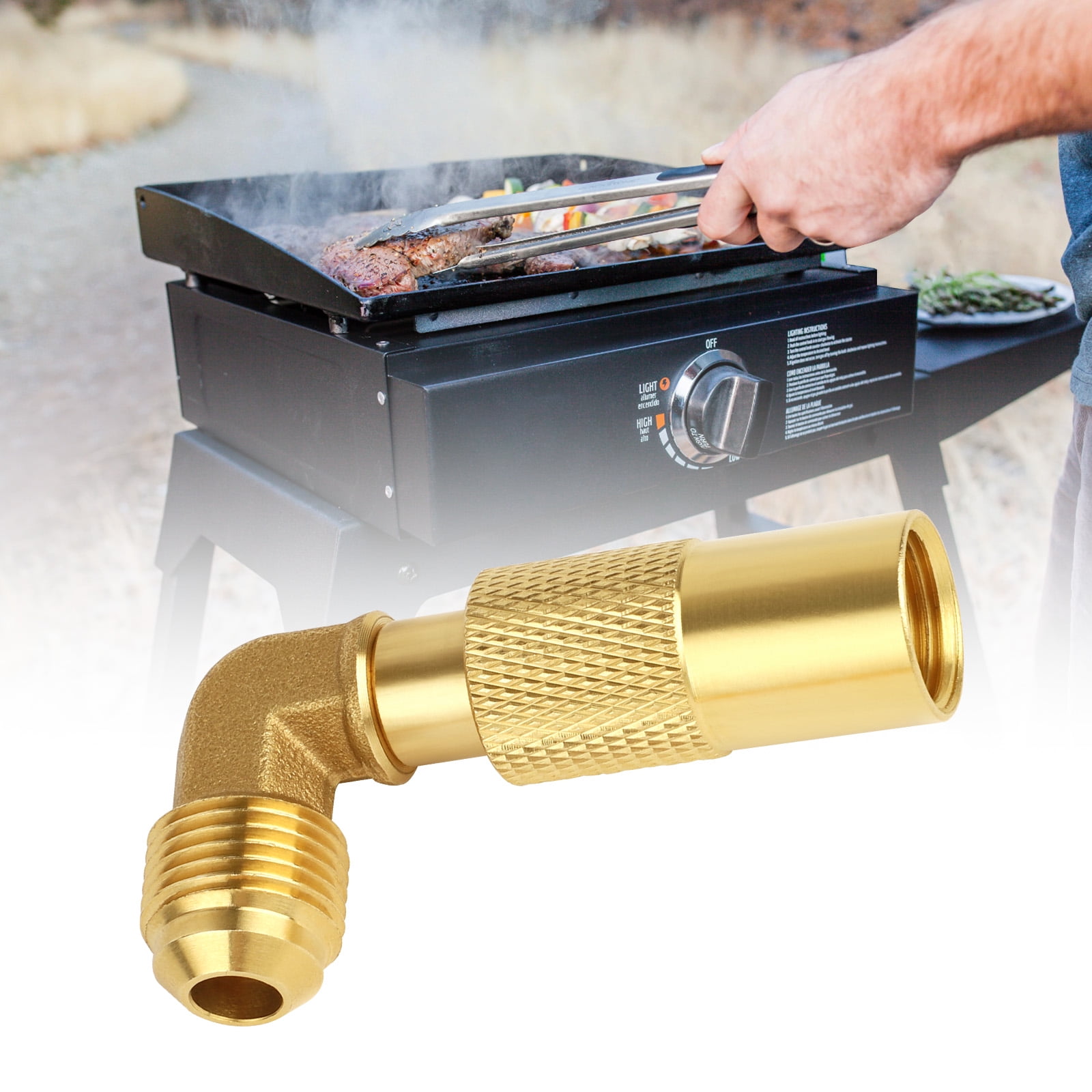 Gold Elbow Fitting 3/8" Male Flare Propane Elbow Adapter for 17" and 22 ...